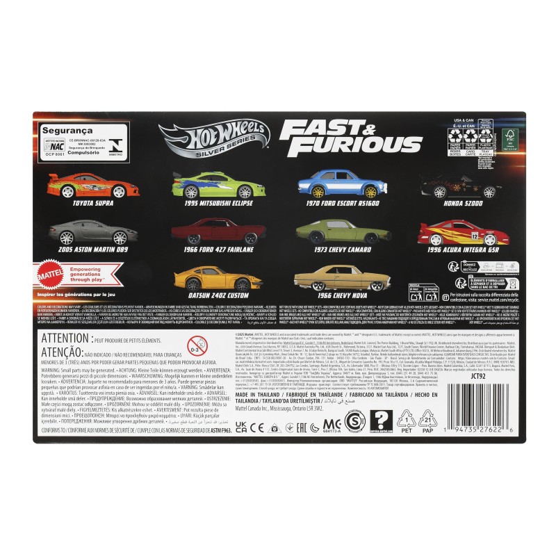 Hot Wheels Fast & Furious Szybcy i wściekli Samochodziki 10-pak JCT92